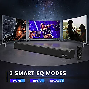 Bestisan Soundbar 28-Inch 80W with HDMI-ARC, Bluetooth 5.0, Optical Coaxial USB AUX Connection, 4 Speakers, 3 EQs, 110dB Surround Sound Bar Home Theater Audio Soundbar System for TV