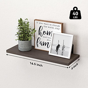 WOPITUES Floating Shelves Set of 6, Wood Rustic Farmhouse Shelves for Wall Decor, Bathroom Shelves, Book Shelves for Living Room-Dark Brown