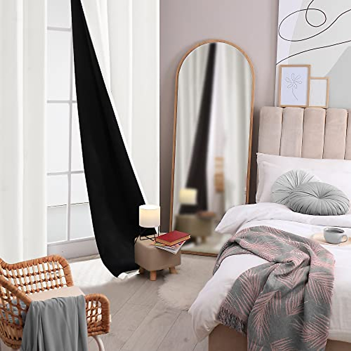 Deconovo 100% Blackout Curtains Set of 2, 84 Inch Length Total Room Darkening Curtain Drapes, Thermal Soundproof Curtains for Bedroom(Cream, 52W x 84L Inch, 2 Panels)
