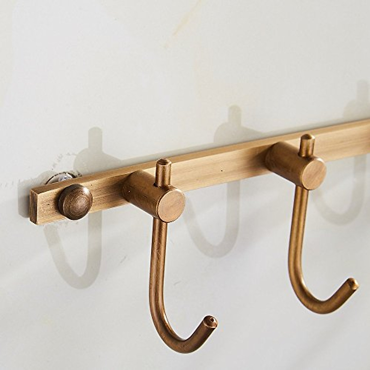 YUTU Bronze 5 Hooks Brass Towel Racks Brushed Antique Coat Hat Hooks Wall Mounted Bathroom