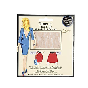 Shibue Lace C String Thong, Clear Strap Thong, C String for Women, Size S and Color Nude.