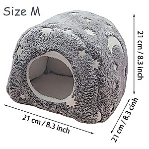LeerKing Luminous Guinea Pig Bed House Cozy Rabbit Bunny Hedgehog Ferret Chinchilla Hamster Hideout Beds Small Animal Pet Cage Accessories Supplies,Grey