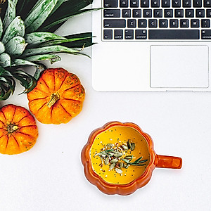 binsakao 2pcs Pumpkin Mugs - 17 oz Large Fall Coffee Mugs - Ceramic Pumpkin Mugs for Cappuccino Coffee Latte Drinkings - Women Men Thanksgiving Gift