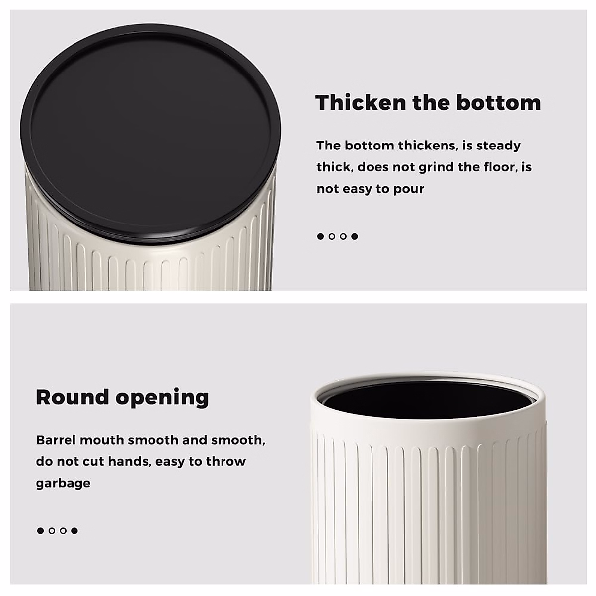 LEASYLIFE 14L/3.7GAL Metal Waste Basket for Bathroom,Office Round wastrbasket,Large Office Trash can,Modern Garbage can for Bedroom,Living Room,Office,Laundry,Restaurant,Hotel