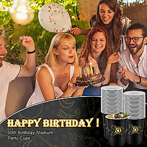 Mifoci 100 Pack Cheers to 40 50 60 70 Years Birthday Cups 16 oz Disposable Party Cups Decorations for Birthday Party Favors Men Women Wedding Anniversary Supplies(50th)