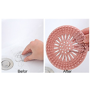 JJMG New 5 Pcs Reusable Silicone Universal Water Food Residue Drain Stopper Plug Cover Bath Tub Hair Catcher Shower Filter Protector Kitchen Sink Strainer