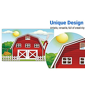 Funnytree Cartoon Red Farm Animals Party Backdrop Children Birthday Background for Photography Decorations Photobooth Banner Photo Studio Props
