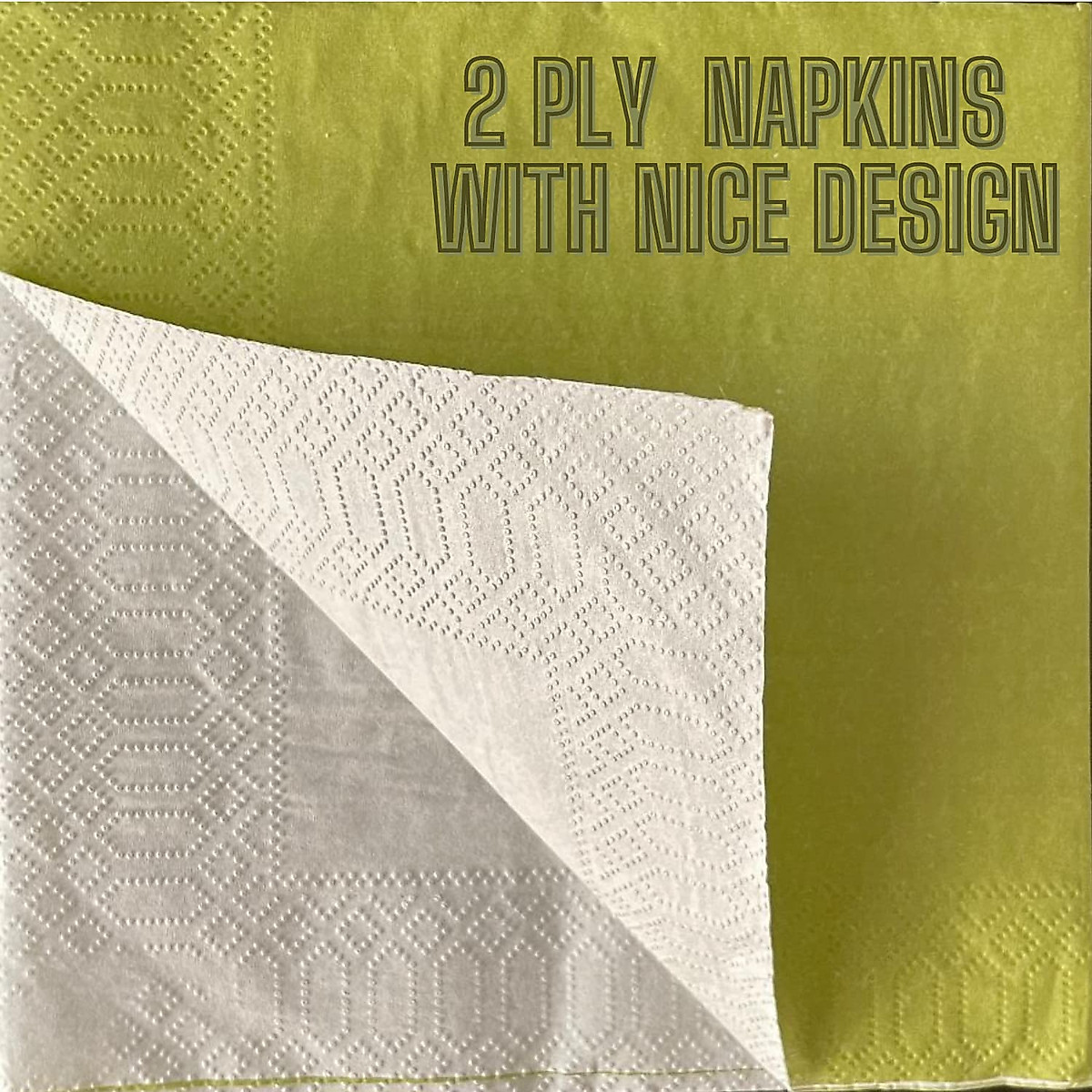 Green Beverage Paper Napkins for Holidays Party Decorations, Disposable Luncheon Napkins serve 24, Made in USA, | 24 ct | 2 ply | 6.5"x6.5" size folded