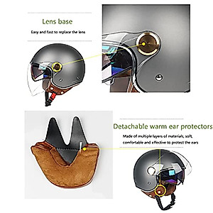 Retro Vespa Motorcycle Helmet ● with Cute Flower Pattern ● 3/4 Open-Face Woman Helmet ● DOT ECE Approved ● Men Street Lightweight Half Helmets ● Moped Cruiser Chopper Scooter Helmet