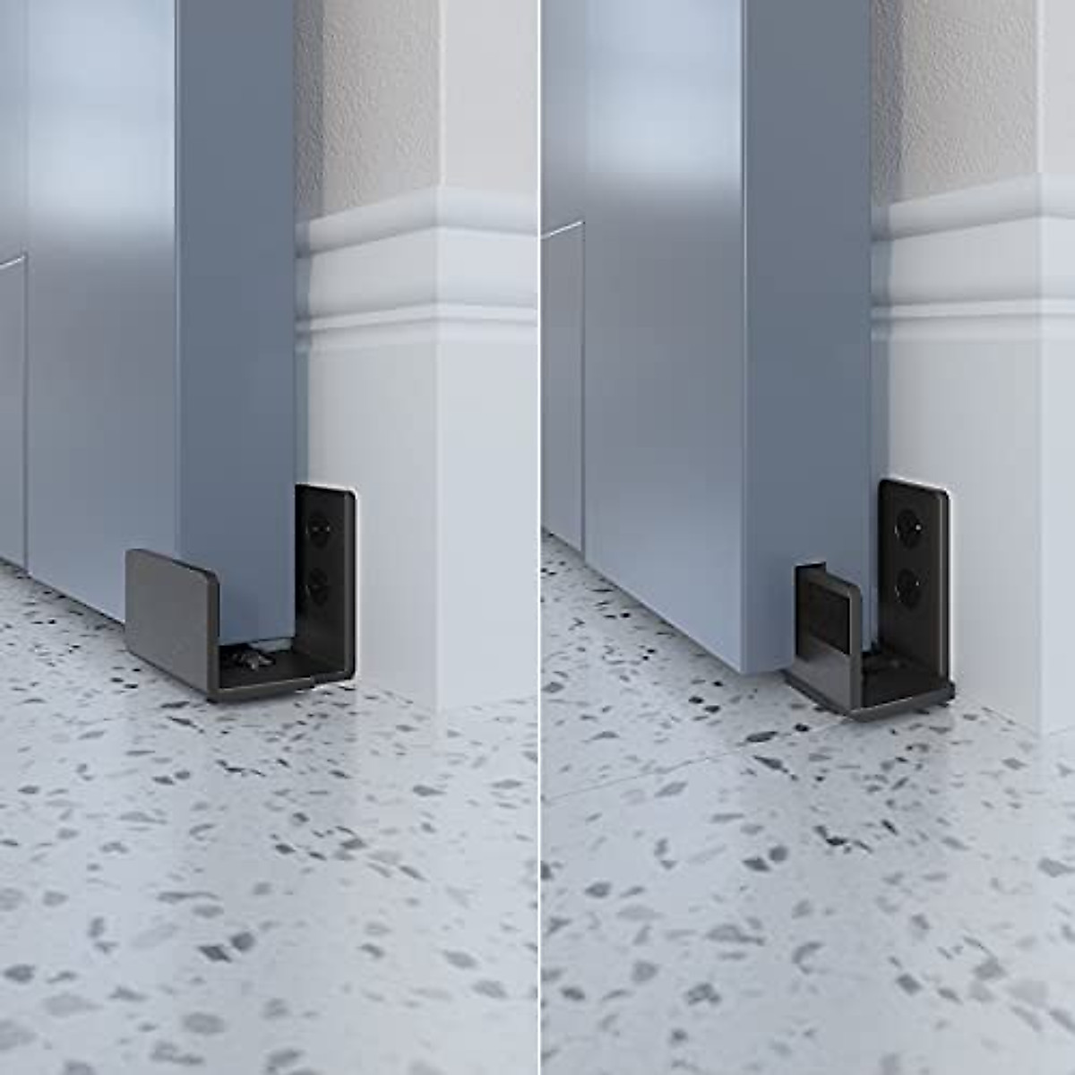 EaseLife Sliding Barn Door Bottom Floor Guide,U Shape,Flexible Adjustable Fit Distance,Flush Flat Bottom Design,Wall Mount System,for Door & Cabinet,Black