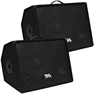 Seismic Audio - Pair of 12" Floor Monitors Studio, Stage, or Floor use - PA/DJ Speakers - Bar, Band, Karaoke, Church, Drummer use