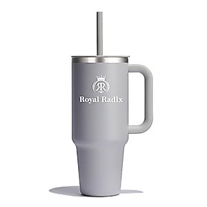 Royal Radix 40oz Insulated Tumbler with Handle & Straw, Stainless Steel Travel Mug, Leak-Proof, Hot & Cold Beverage Cup, BPA-Free, Dishwasher Safe, for Coffee & Water