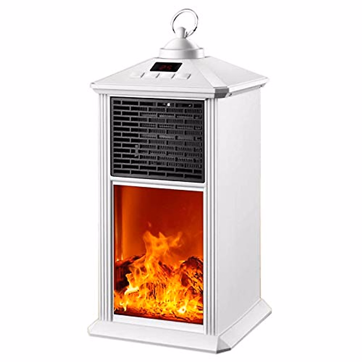 Wgwioo Electric Fireplace Heater, 800W Portable Fireplace Stove with Realistic 3D Flames, Remote Control, 12H Timing Function, 1S Heat,White