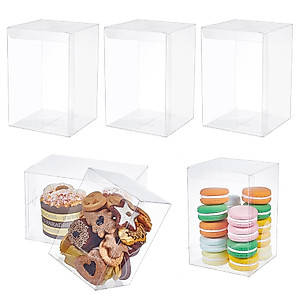 BENECREAT 10pcs Clear Favor Box 4x4x6 Inches Plastic Gift Packing Box for Candy Choclate and Dessert, Baby Shower Party Treats, Valentine Festival Gift Packaging