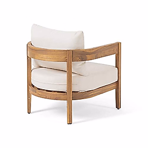 Christopher Knight Home 312395 Alfy Outdoor Club Chair with Cushions (Set of 2), Teak Finish, Beige