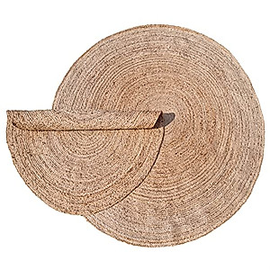 MAYRA HANDICRAFTS Jute Braided Rug, 4' Round Natural, Hand Woven Reversible Rugs Eco Friendly Rugs for Bedroom - Kitchenfor Living Room Entryway,4x4,6x6,8x8 (4 * 4)