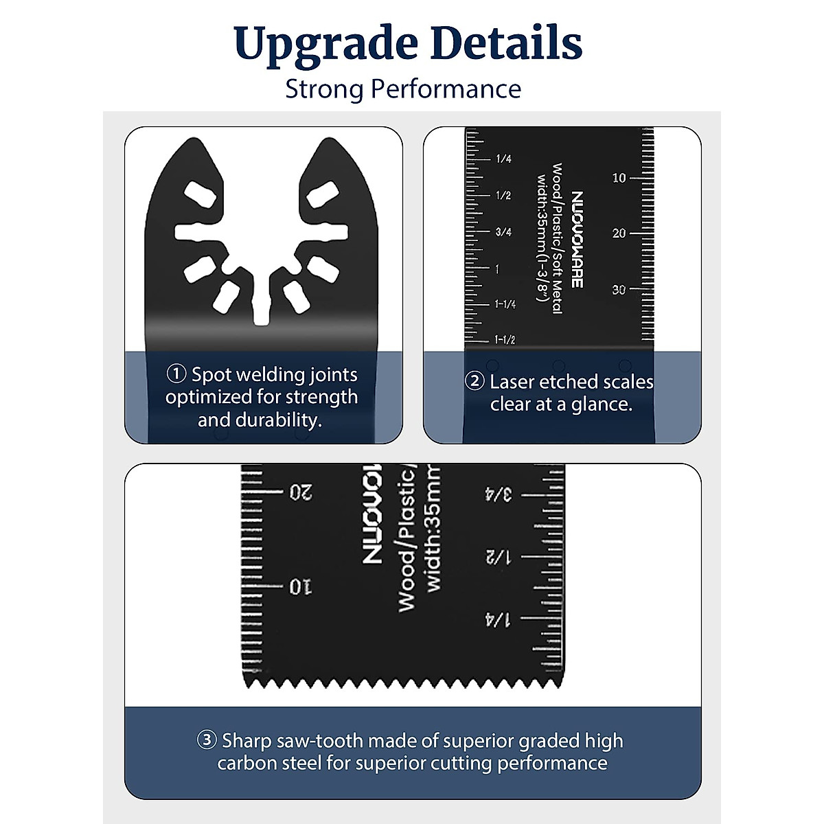 Nuovoware Universal [20PCS] Wood Oscillating Saw Blades, 1-3/8” Metal Quick Release Multitool Kit Compatible with Fein Multimaster Craftsman Rockwell Bosch Ryobi Worksite