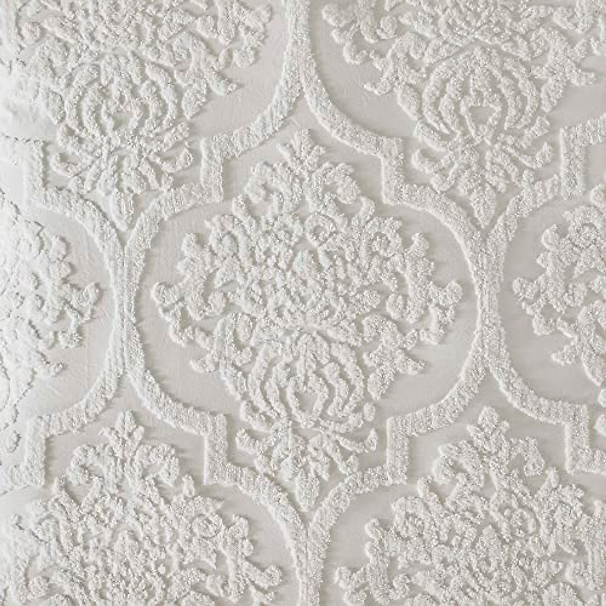 Madison Park Tufted Chenille 100% Cotton Duvet- Modern Luxe All Season Comforter Cover Bed Set with Matching Shams, King/Cal King(104"x92"), Damask Off White 3 Piece