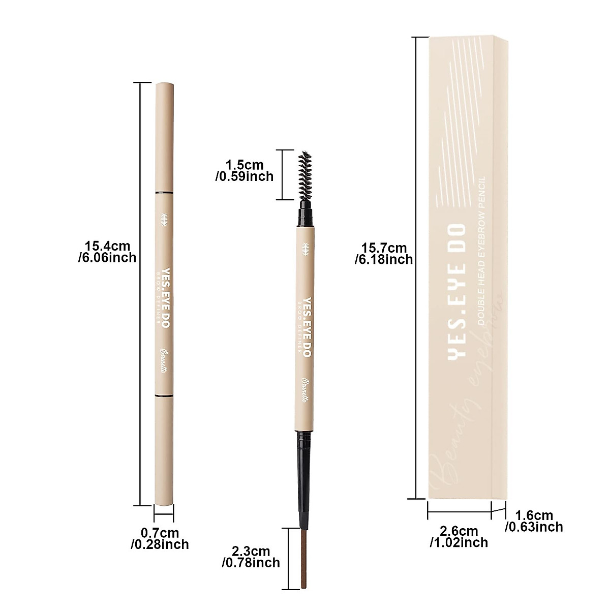 Brow Pencil for Gray Hair, Retractable Eyebrow Pencil with Brush for Older Women, Ultra Fine Mechanical Brow Definer Pencil with Angled Tip & Spoolie Brush, Long-lasting Waterproof, Grey, YES.EYE DO