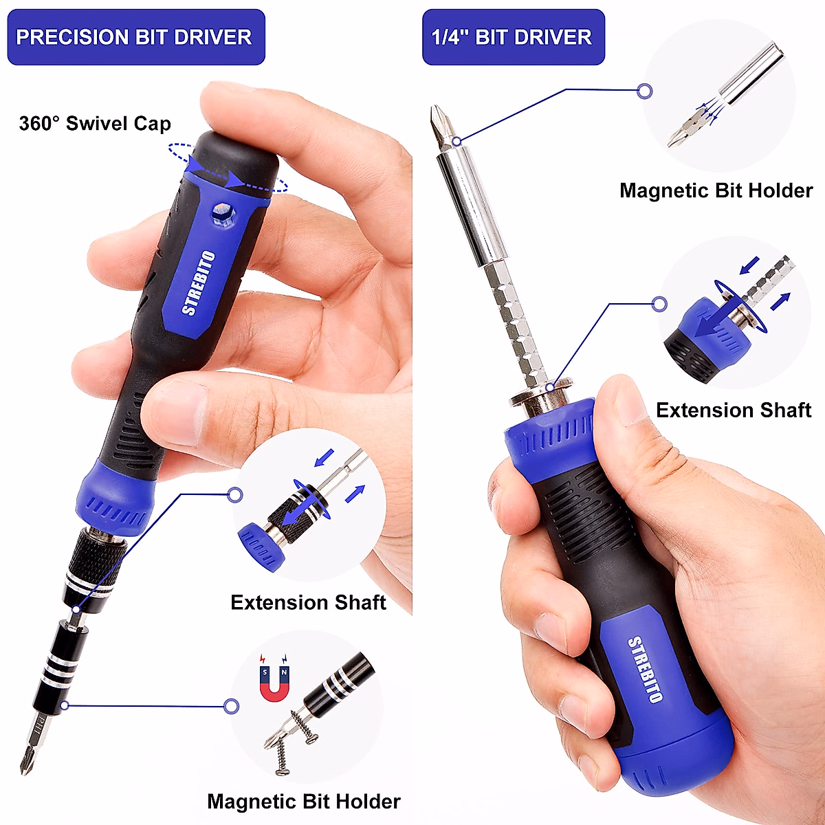 STREBITO Precision Screwdriver Set 191-Piece + 2-Piece Suction Cups Bundle, LCD Screen Remover for Computer, iPhone, Laptop, Cell Phone, Macbook, PS4/5, Tablet and Electronics Repair