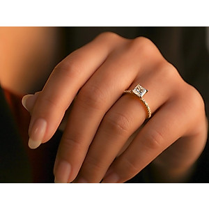 Kobelli 1ct Moissanite Princess Petite Shank Engagement Ring 14K Gold - yellow-gold / 6.0 G-H