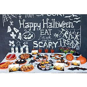 25 Pack Halloween Tent Place Cards, Place Cards for Table Setting, Folded Eggshell Paper Name Tent Cards for Halloween Holiday Dinner Decorations - HW04
