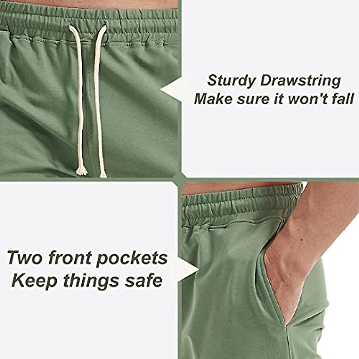 AIMPACT Mens Gym Sweat Shorts 5 inch Athletic Workout Shorts with Pockets (Green M)