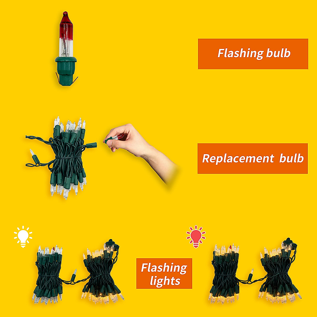 BOKING Halloween Orange Lights String Outdoor 100 Mini Waterproof Incandescent Indoor Decoration Plug in 23 Feet Used for Patio Party Festive Courtyard Home