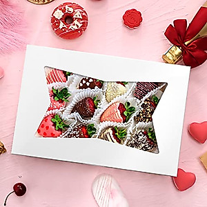 Moretoes 24pcs 12 Inch Cookie Boxes with Window 12x8x2.5Inches Bakery Boxes Pastry Boxes Treat Boxes for Desserts, Chocolate Strawberries, Pies, Donuts, Muffins, Boxes for Breakable Heart