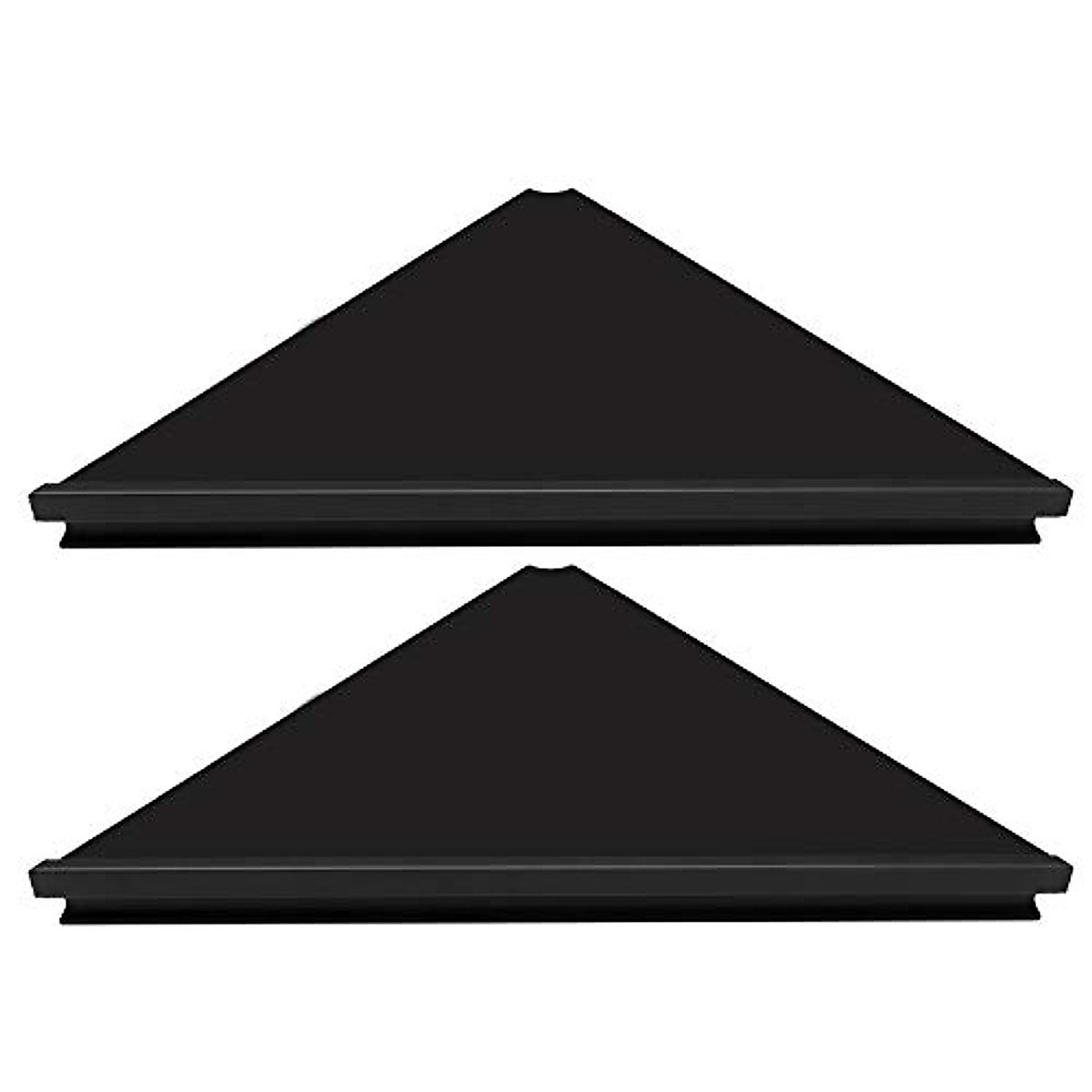 Evron Wall Mount Corner Shelf,Easy to Install Metal Front Floating Corner Shelf with Self-Adhesive Tapes,Wood Imitation Corner Shelves with Wire Pass Hole Pattern (Black Set of 2)