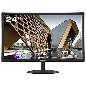Prechen 24 Inch Computer Monitor 75Hz PC Display, FHD 1920 x 1080P Business Screen LED Desktop Monitor with HDMI and VGA Ports, 99% sRGB, 3000:1, VESA Compatible, Eye Care, Black