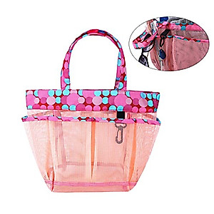 Cabilock Women Handbag Mesh Hanging Large Capacity Portable Storage Pocket Tote Bag Handbag for Daily Items Shampoo Soap