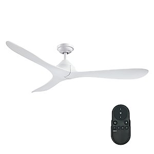 Ceiling Fans without Lights 56 Inch White Ceiling Fan No Light for Bedroom Living Room, Low Profile Outdoor Ceiling Fans for Patios, Remote Control, Reversible 3 Blades, Ventilador de Techo