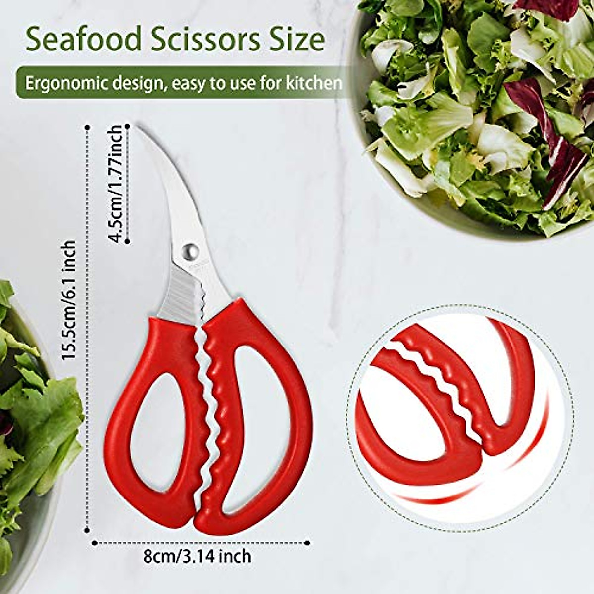 Durable Kitchen Seafood Scissors - 3 Pack Red Shears
