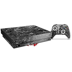 WraptorSkinz Decal Vinyl Skin Wrap Compatible with Xbox One X Console and Controller - Marble Granite 06 Black Gray