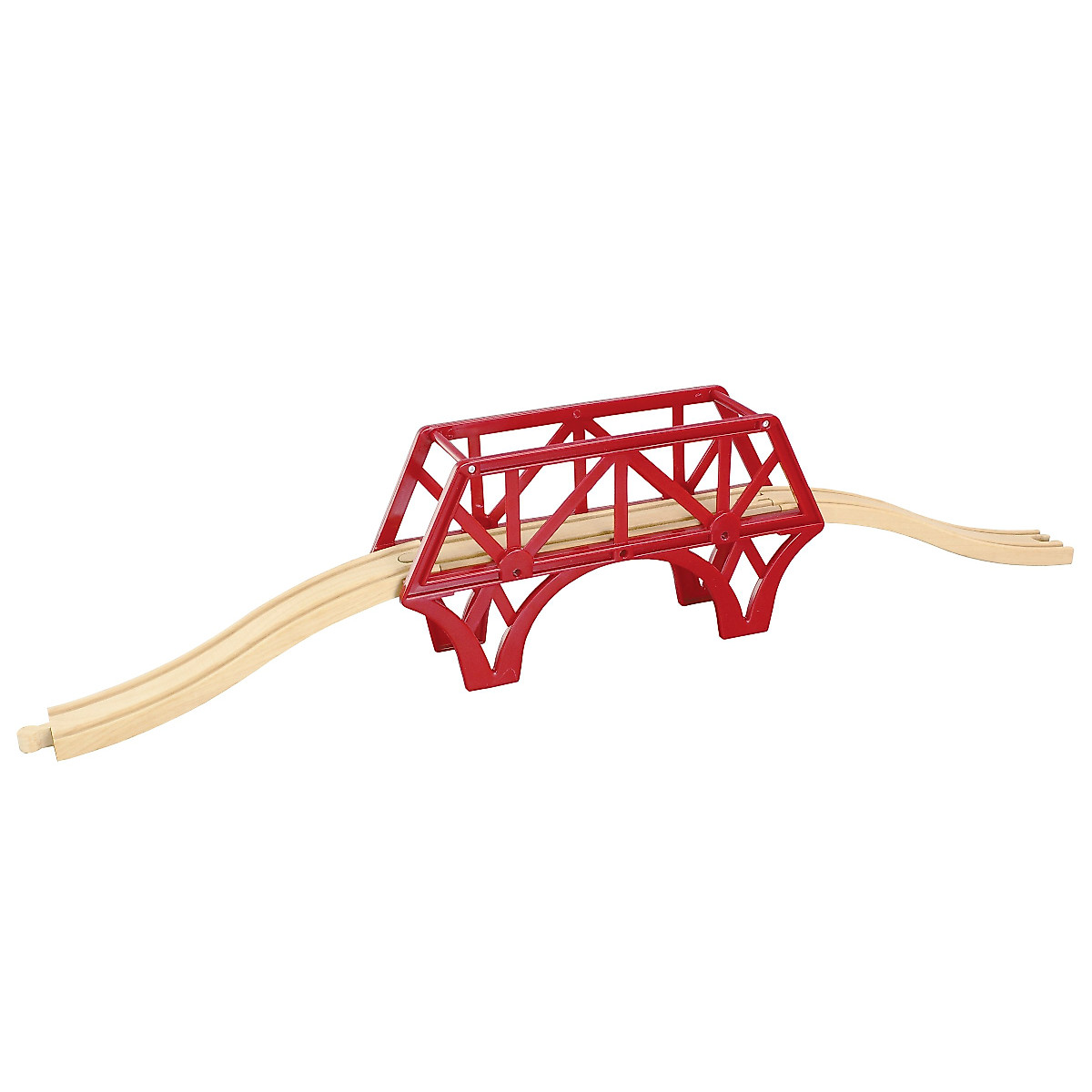 maxim enterprise, inc. 3 Piece Bridge with Ascending Tracks, Durable Plastic and Wooden Railway Suspension Bridge, Accessory Compatible with Major Name Brand Wooden Trains and Accessories