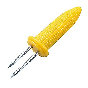 10 Pack Corn On The Cob Holders Stainless Steel Corn Holders Corn on The Cob Skewers for BBQ Twin Prong Sweetcorn Holders Home Cooking Fork Prong