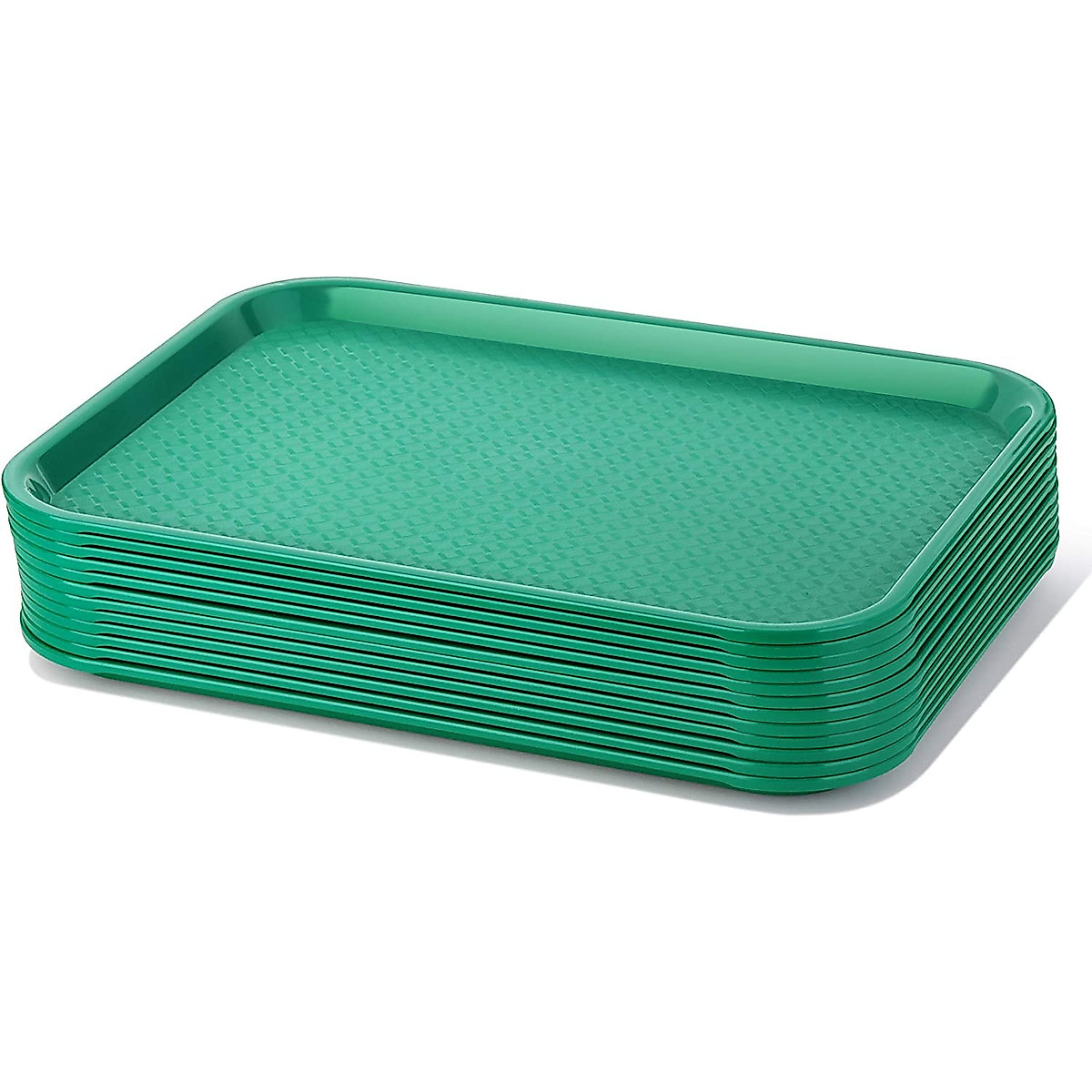 TrueCraftware-Set of 12 Plastic Fast Food Tray 10 1/2" X 13 5/8" Green Color- for Café Standard Cafeteria/Fast Food Tray Restaurant Serving Trays Set for Coffee Table Kitchen Party