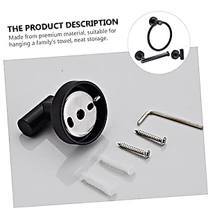 Angoily 6 Pcs Towel Ring Set Steel Towel Rod Wall Mounted Hooks Paper Towel Wall Hange Bath Towel Set Black Toilet Paper Stand Black Towel Ring Wall-Mounted Towel Ring Paper Towel Holder