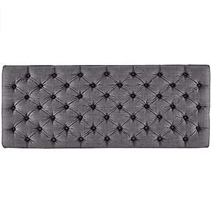 BELLEZE 47 Inch Mid Century Modern Storage Ottoman, Rectangular Lift Top Button Tufted Linen Bench Footstool for Living Room or Bedroom Furniture - Tiara (Gray)