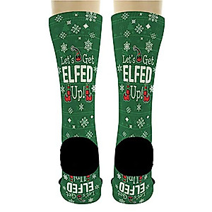 Elf Gifts Let's Get Elfed Up Elf Crazy Socks Punny Christmas Accessories 1-Pair Novelty Crew Socks