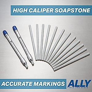 ALLY Tools Two Round Soapstone Holder with 14 Welding Quality Round Soapstone Pens Refills for Welders - Perfect for Making Removable Markings on Steel, Aluminum, and Cast Iron