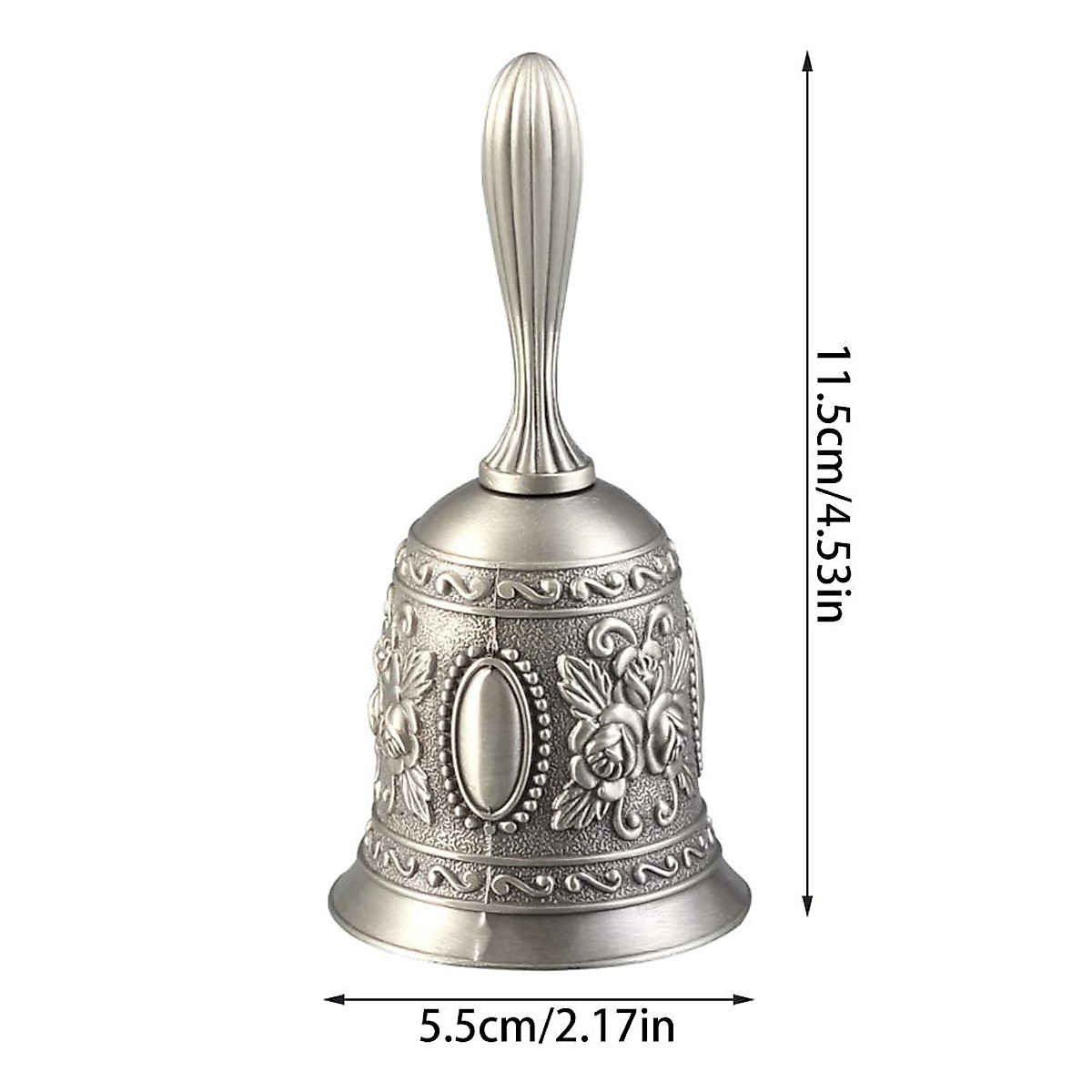 MOTZU 2 Pieces Hand Bells, Metal Jingle Service Call Bell Brass Wedding Bells, Extra Loud Multi-Purpose Held Dinner Bell for Decoration, Alarm, School Church Classroom, Bar(Gold & Silver)