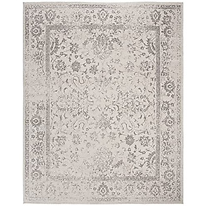 SAFAVIEH Adirondack Collection Area Rug - 9' x 12', Ivory & Silver, Oriental Distressed Design, Non-Shedding & Easy Care, Ideal for High Traffic Areas in Living Room, Bedroom (ADR109C)