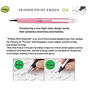 Pilot Japan Frixion Point Knock Design Series 6 Packs With Kanji LOVE Sticker, Black line, Gunmetal, Pink, Frost Green, Modern Wood, 5.59 x 0.41 0.39 in