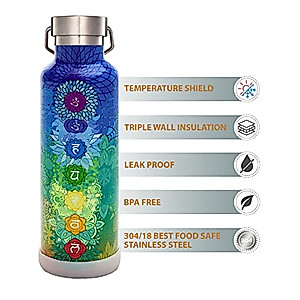 Rehydrate Pro 25oz Insulated Water Bottle with Straw, Bonus Lids and Leak Proof Flask to Keep Liquids Hot or Cold- Triple Wall Vacuum Water Bottle Insulated, Perfect for Gifts