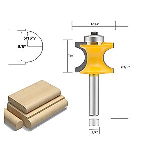 OLETBE Router Bits 1/4 Inch Shank Bullnose Bit 5PCS，Half Round Bearing Cabinet Shelf Door Edge Cutting Bits， Radius 1/8" 3/16" 1/4" 5/16" 3/8", Woodworking Milling Cutter CNC Tool(Panel)