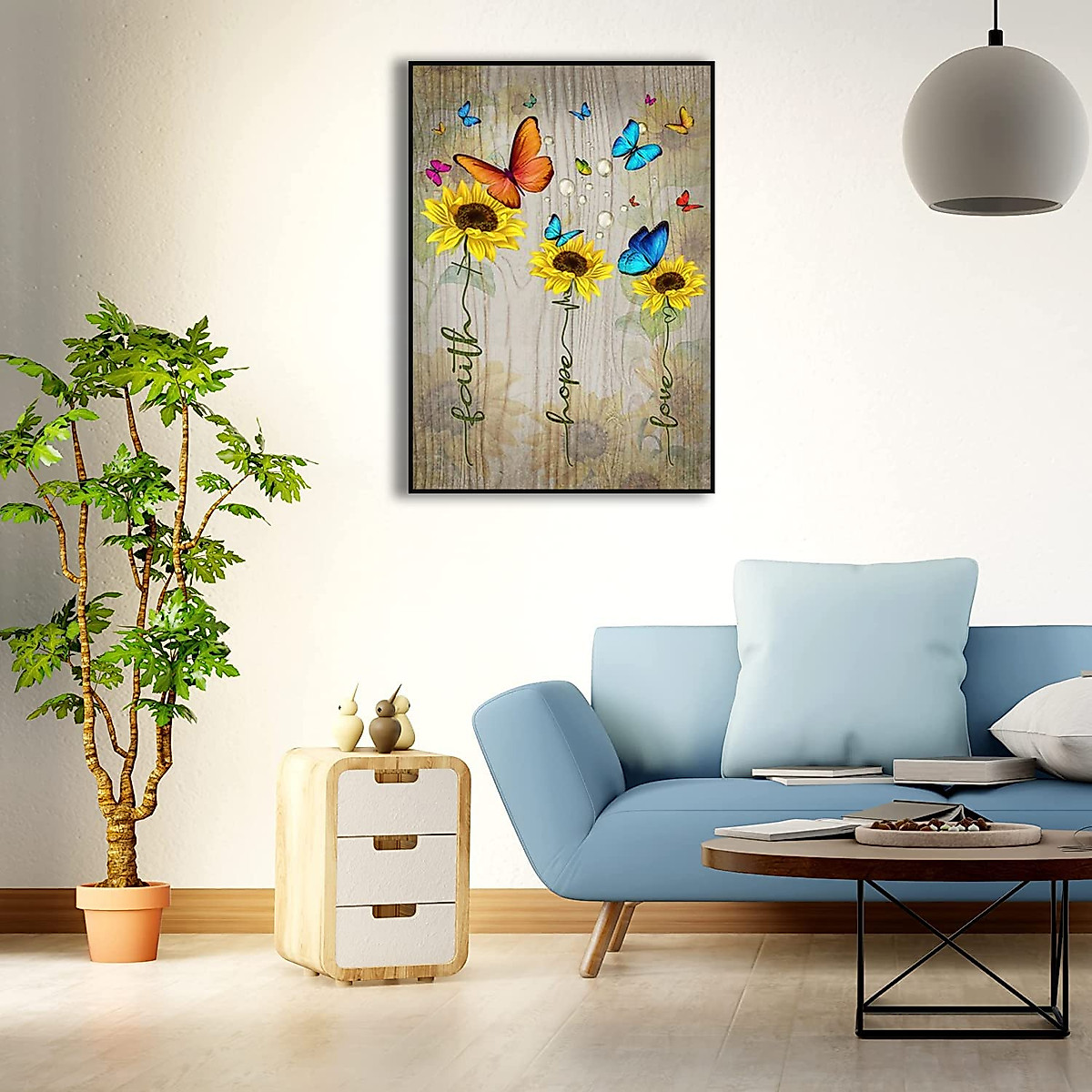 Psinzmk5D Diamond Painting Kits for Adults Sunflowers - DIY Butterfly Diamond Art Paint with Diamonds Round Full Drill Diamond Dots Painting for Adults Beginners Inspirational Gem Art Pictures Art