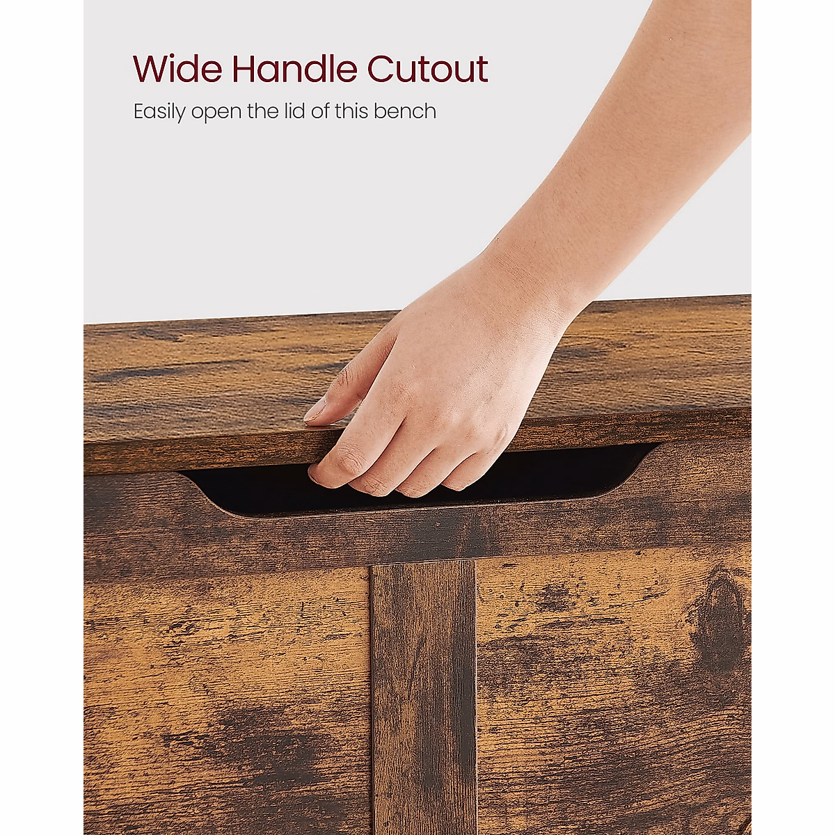 VASAGLE Storage Chest, Storage Trunk with 2 Safety Hinges, Storage Bench, Shoe Bench, Farmhouse Style, 15.7 x 31.5 x 18.1 Inches, for Entryway, Bedroom, Living Room, Rustic Brown ULSB062T01