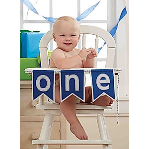 Mud Pie"ONE" Pennant Happy Birthday Boy High Chair Banner Garland Sign Felt